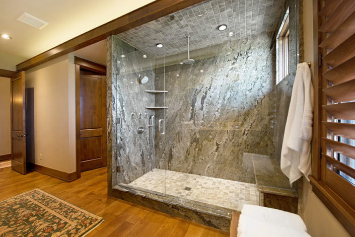 traditional-bathroom-with-granite-shower-and-tile-floor | Synergy ...